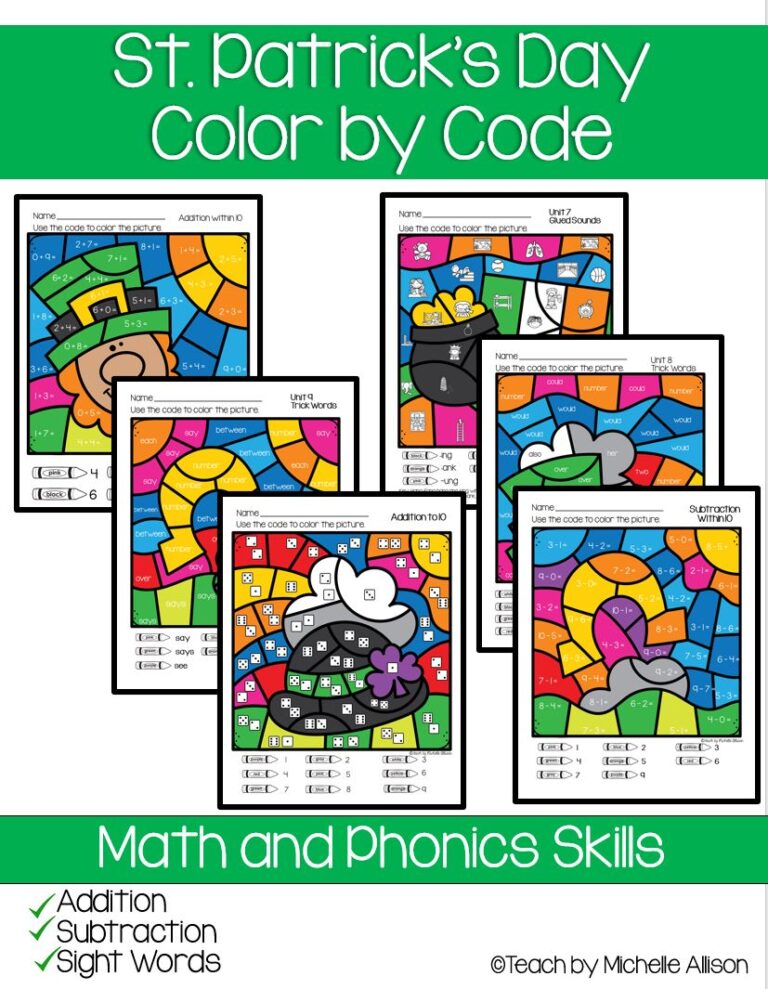 March Color By Code – Teach By Michelle Allison